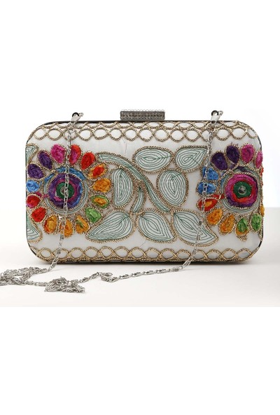 Çakıcı CKC-C1966-1 Kadın Hint Işi Işlemeli Kasalı Çanta
