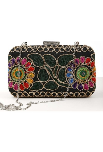 Çakıcı CKC-C1966-1 Kadın Hint Işi Işlemeli Kasalı Çanta