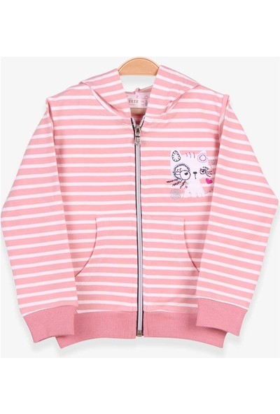 Kız Bebek Hırka Çizgili Kedi Nakışlı Gülkurusu Soft Giyim (9 Ay-3 Yaş) Kız Bebek Hırka Çizgili Kedi Nakışlı Gülkurusu Soft Giyim (9 Ay-3 Yaş)