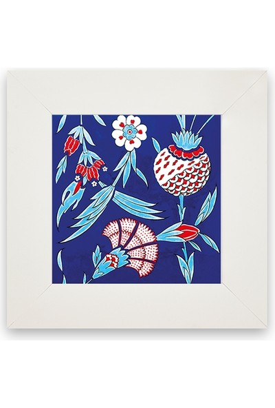 Anadolia Nar ve Karanfil Beyaz Çerçeveli Seramik Pano Anadolia Nar ve Karanfil Beyaz Çerçeveli Seramik Pano