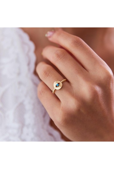 Cherry 14 Ayar Altın Mineli Göz Model Yüzük Cherry 14 Ayar Altın Mineli Göz Model Yüzük