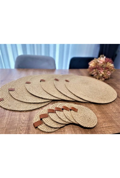 Rope Home Doğal Jüt Ip Bardak Altlığı Takımı 6`lı Set - Bej