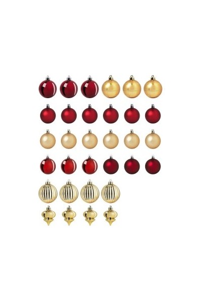 Gereksiz Şeyler Yılbaşı Ağaç Süsü Karışık Renk Toplar Çam Ağacı Süsü Cici Toplar Yılbaşı Süsü 32 Adet