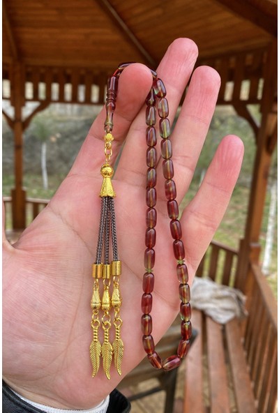 Müntakış Yaprak Püsküllü Blok Zar Kehribar Tesbih Müntakış Yaprak Püsküllü Blok Zar Kehribar Tesbih