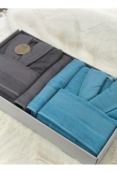 Özdilek Aile Bornoz Seti Colormix Koyu Turkuaz Koyu Gri Özdilek Aile Bornoz Seti Colormix Koyu Turkuaz Koyu Gri