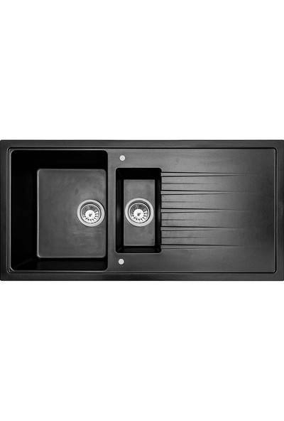 Vinox Siyah 1,5 Göz Granit Eviye 50X100 cm VX-002