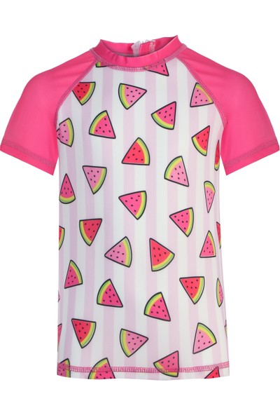 Adasea Fuşya Beyaz Karpuzlu Tişört Şort Ikili Takım Mayo