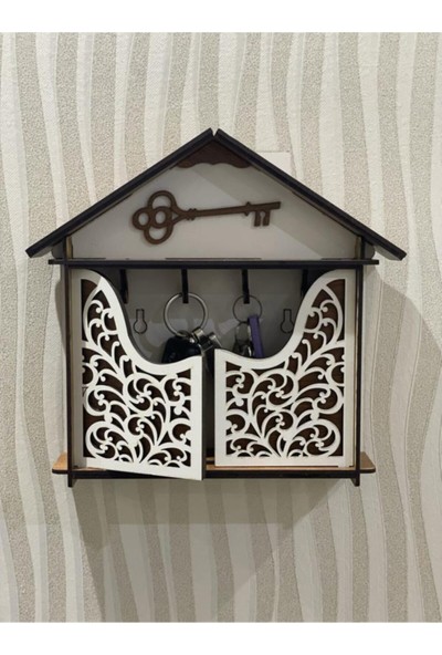 Yzhome Ahşap Modern Ev Tasarımlı Dekoratif Duvara Monteli Askılık Anahtarlık Anahtar Askısı