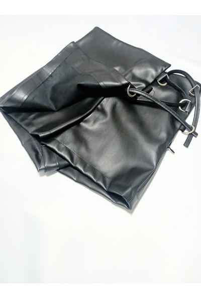 Gzd Butik Siyah Deri Etek Şort