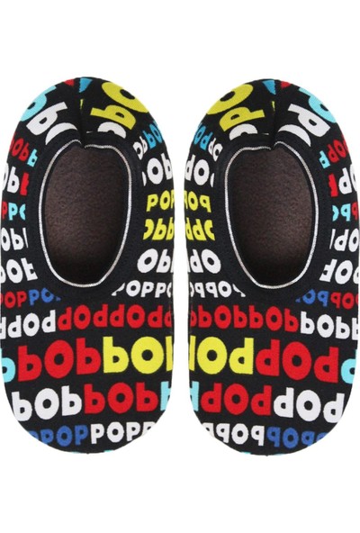 Pop Art Yazı Desenli Altı Kaymaz Çocuk Ev Patiği 4-6 Yaş