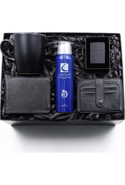 Caldion Cüzdan & Erkek Deodorant & Kartlık & Zippo Çakmak & Siyah Kupa Hediye Seti Caldion Cüzdan & Erkek Deodorant & Kartlık & Zippo Çakmak & Siyah Kupa Hediye Seti