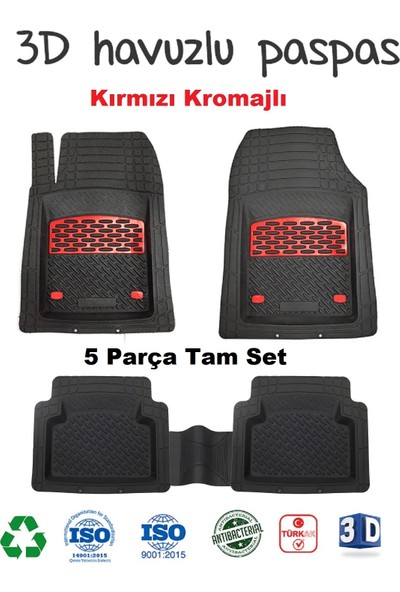 Vavka 2017 Model Fiat Linea Için 3D Havuzlu Universal Paspas - Kırmızı Kromlu Vavka 2017 Model Fiat Linea Için 3D Havuzlu Universal Paspas - Kırmızı Kromlu