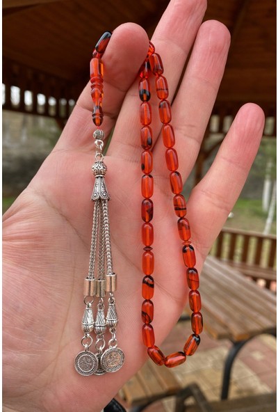 Müntakış Tuğra Püsküllü Orjinal Blok Zar Kehribar Tesbih Müntakış Tuğra Püsküllü Orjinal Blok Zar Kehribar Tesbih