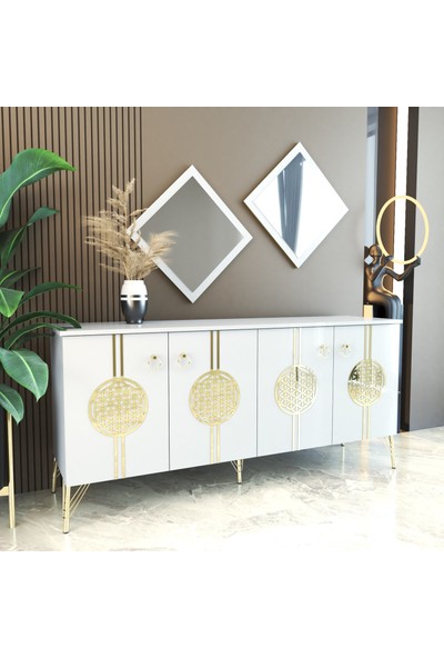 Fse Mobilya Elegant Beyaz Konsol (Metal Ayaklı)