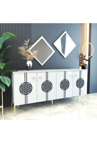 Fse Mobilya Elegant Beyaz Konsol (Metal Ayaklı)
