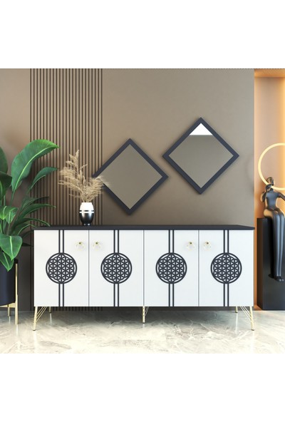 Fse Mobilya Elegant Antrasit Konsol (Metal Ayaklı)