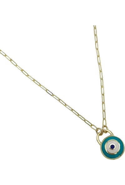 Wish Silver Mavi Nazar Boncuklu Kolye Gold