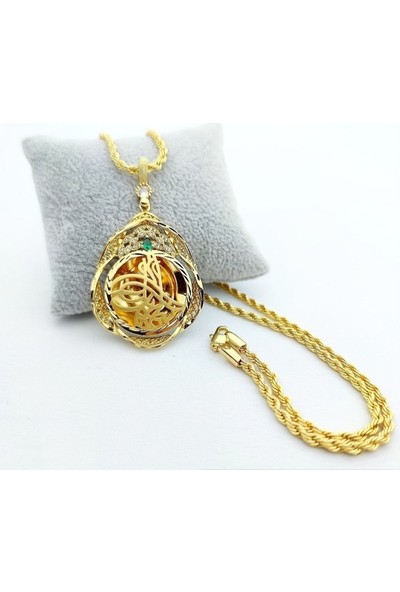 Ey Fashion Zirkon Taşlı Tuğralı Altın Kaplama Kolye Ey Fashion Zirkon Taşlı Tuğralı Altın Kaplama Kolye