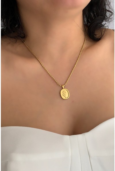 ÇLK Accessories Çelik Çiçek Figür Burgu Zincir Çelik Kolye TRKOLYE5844 YB335503