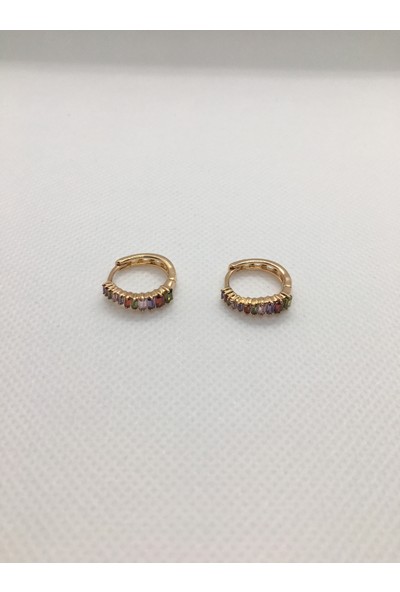 Eda Çelik Renkli Taşlı Halka Küpe Eda Çelik Renkli Taşlı Halka Küpe