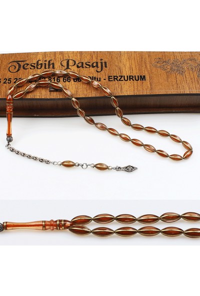 Tesbih Pasajı 925 Ayar Gümüş Işleme Turuncu Renk Kehribar Tesbih Tesbih Pasajı 925 Ayar Gümüş Işleme Turuncu Renk Kehribar Tesbih