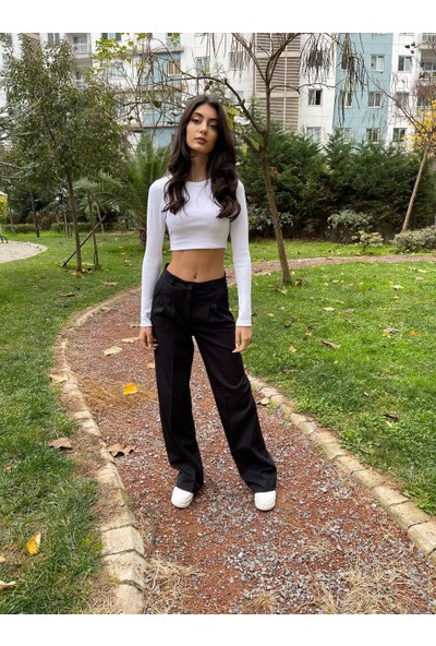 Elim Siyah Palazzo Model Kumaş Pantolon