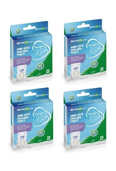 Dermoes Baby Anne Sütü Saklama Poşeti 20'li 4 Adet