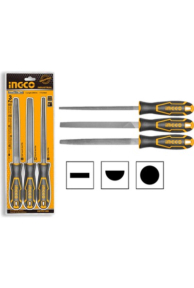 Ingco Endüstriyel 3'lü Eğe Seti HKTFS1308