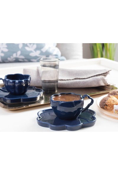 Milena Porselen 2 Kişilik Kahve Fincan Takımı 80 Ml Lacivert Milena Porselen 2 Kişilik Kahve Fincan Takımı 80 Ml Lacivert