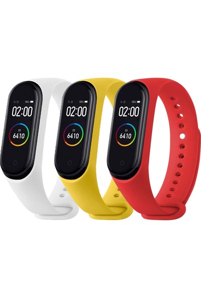 I'M Watch Xiaomi mi Band 3 ve Mi Band 4 Uyumlu 3'lü Kordon Seti Beyaz Sarı Kırmızı I'M Watch Xiaomi mi Band 3 ve Mi Band 4 Uyumlu 3'lü Kordon Seti Beyaz Sarı Kırmızı