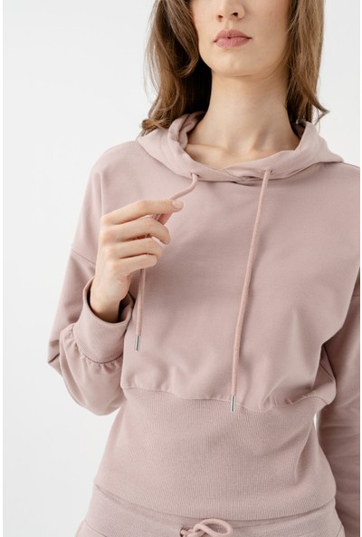Newces Gül Kurusu Kapüşonlu Sweatshirt 1114 Newces Gül Kurusu Kapüşonlu Sweatshirt 1114