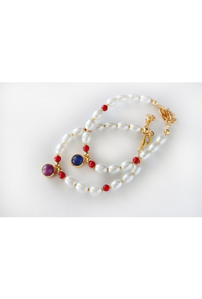 Frigg Design Doğal Taşlı Akrilik Inci Bileklik