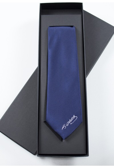 Lacivert Renk Atatürk Imzalı Kravat (Kutulu)