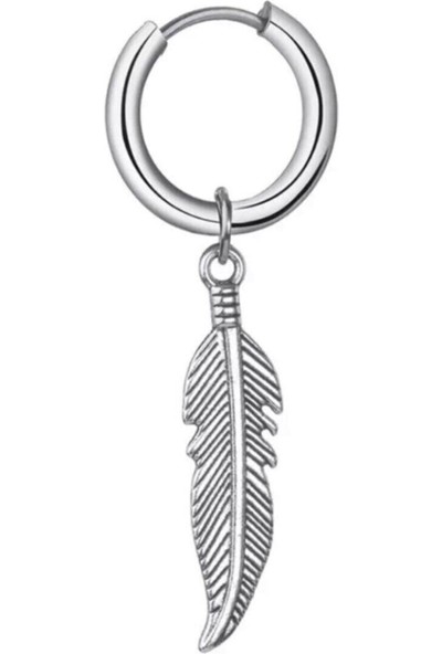 Takıconcept Unisex Gümüş Cerrahi Çelik Tüy Figürlü Halka Küpe Takıconcept Unisex Gümüş Cerrahi Çelik Tüy Figürlü Halka Küpe