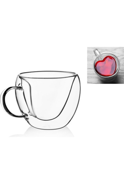 3M1W Çift Çidar Camlı Kalpli Kahve Kupası 3M1W Çift Çidar Camlı Kalpli Kahve Kupası