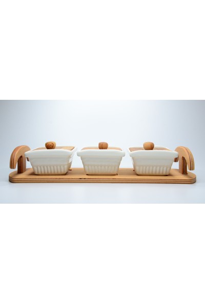 Ahşap Standlı 3'lü Kahvaltılık Ahşap Standlı 3'lü Kahvaltılık