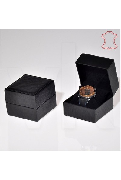 Vitrin Kutu Deri Saat Kutusu 10X10 cm Yastıklı Siyah Vitrin Kutu Deri Saat Kutusu 10X10 cm Yastıklı Siyah