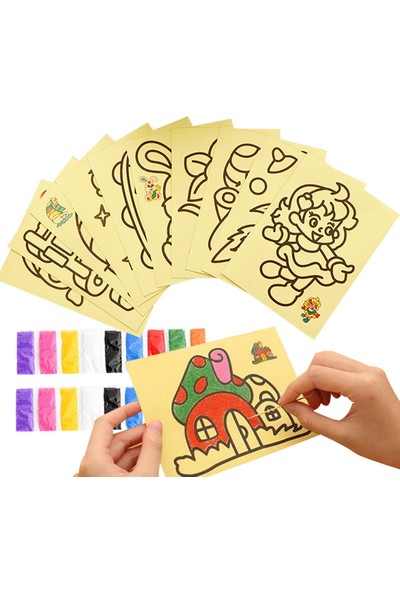 Hobialem 5 Adet, Büyük Boy Kum Boyama Seti A4 Boy Kum Boyama Çalışması Etkinlik Seti