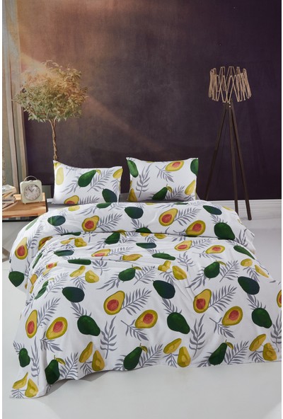 Fushia Avocado Çift Kişilik Avacado Desenli Pike Beyaz