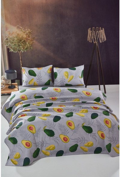 Fushia Avocado Çift Kişilik Avacado Desenli Pike Gri Fushia Avocado Çift Kişilik Avacado Desenli Pike Gri