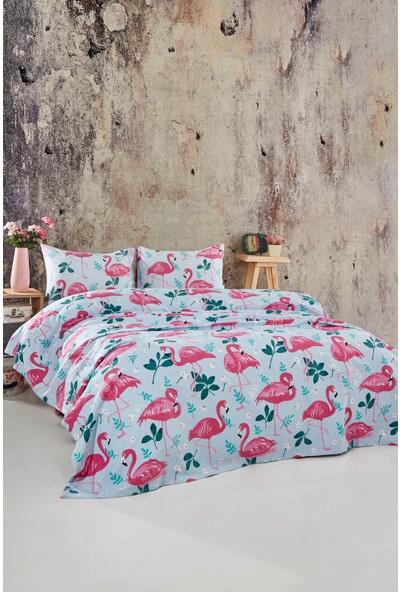 Fushia Flamingo Çift Kişilik Pike Turkuaz Fushia Flamingo Çift Kişilik Pike Turkuaz