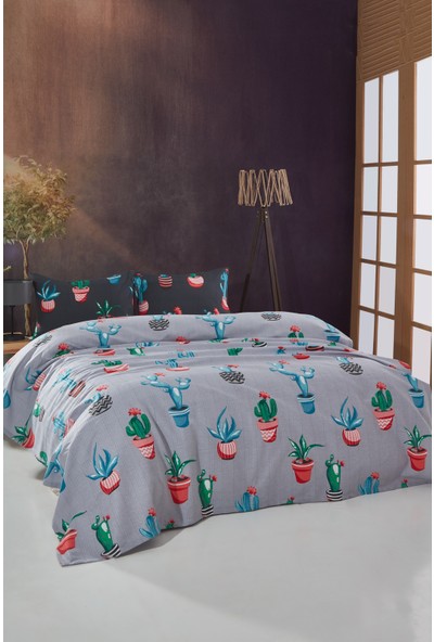 Fushia Cactus Çift Kişilik Pike Gri Fushia Cactus Çift Kişilik Pike Gri