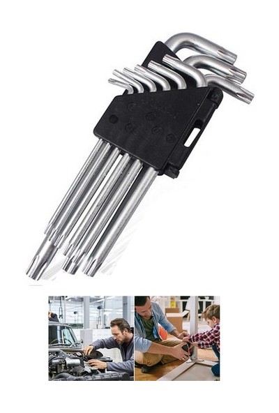 Xolo Uzun 9 Parça Tork Torx Yıldız Alyan Allen Alyan Anahtarı Takımı Seti Kısa Model Siyah Xolo Uzun 9 Parça Tork Torx Yıldız Alyan Allen Alyan Anahtarı Takımı Seti Kısa Model Siyah