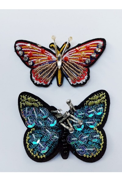 Sheen Dmr Ütü ile Yapışan Boncuklu Payetli Nakış Işlemeli Kelebek Arma-Yama-Patch ( 3'lü Set ) Sheen Dmr Ütü ile Yapışan Boncuklu Payetli Nakış Işlemeli Kelebek Arma-Yama-Patch ( 3'lü Set )