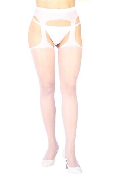 Fupe Shop Beyaz Özel Bölgeleri Açık Fantazi Çorap