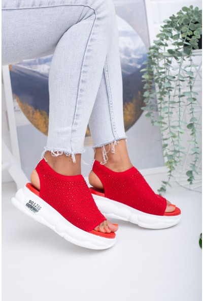 Enise Kırmızı Triko Bayan Spor Ayakkabı