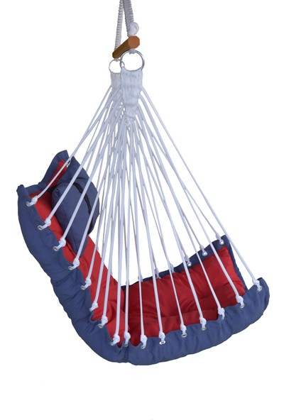 Keyif Sepeti Püsküllü Sandalye Salıncak Yastıklı (Indigo & Kırmızı) Minderli Keyif Sepeti Püsküllü Sandalye Salıncak Yastıklı (Indigo & Kırmızı) Minderli