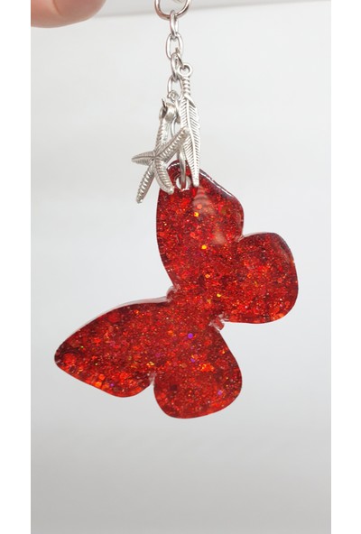 Vignette Kırmızı Pullu Kelebek Anahtarlık