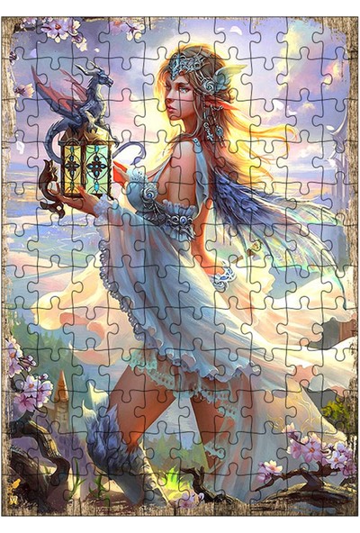 Tablomega Ahşap Puzzel Yavru Ejderha ve Kadın 120 Parça 25*35 cm