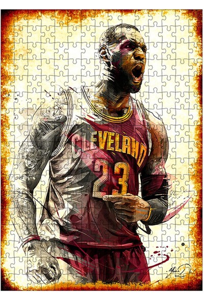 Tablomega Ahşap Puzzel Sarı Çerçeve Lebron James 255 Parça 35*50 cm